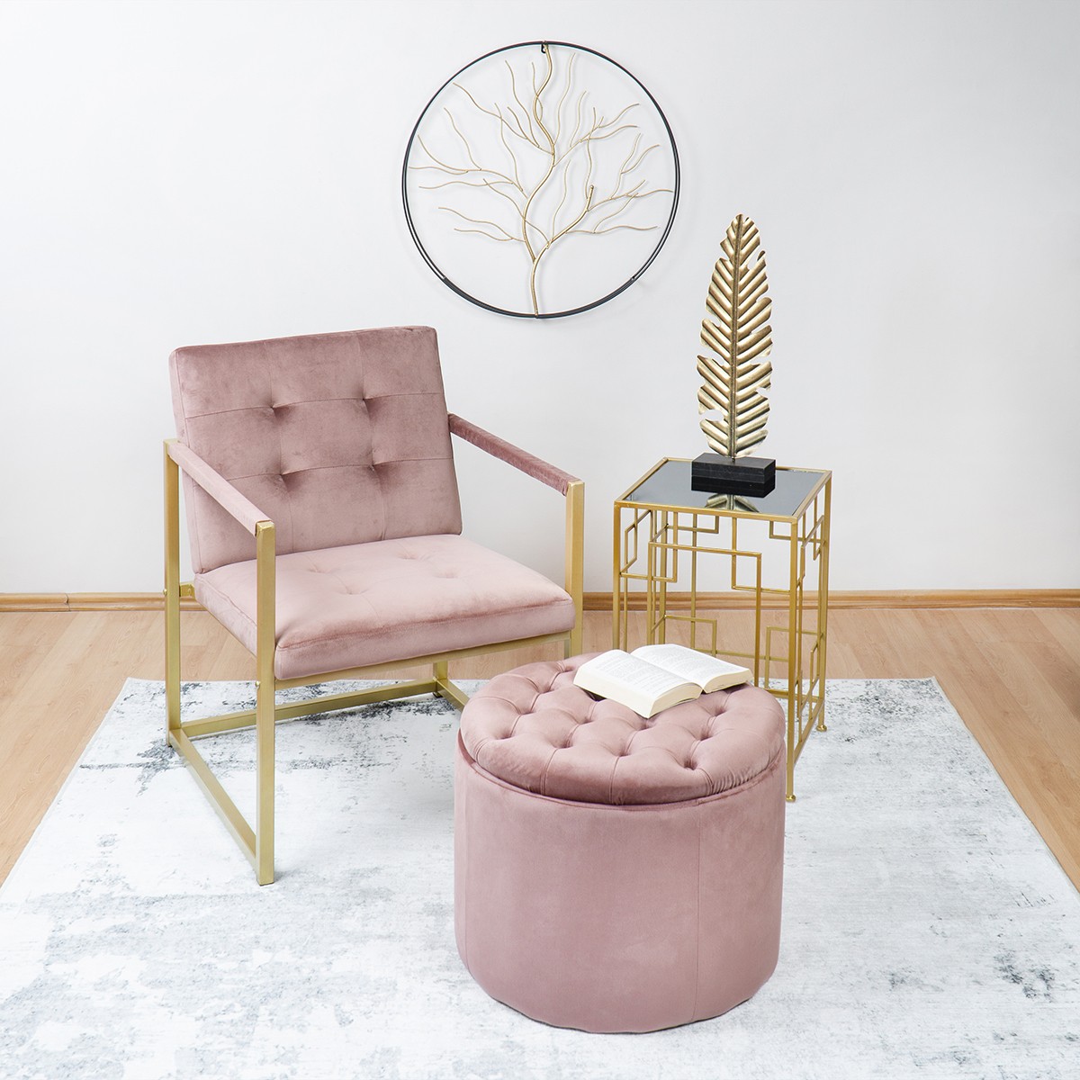 Fotoliu cu cadru metalic, roz, Kipling - Butopea - eMAG.ro