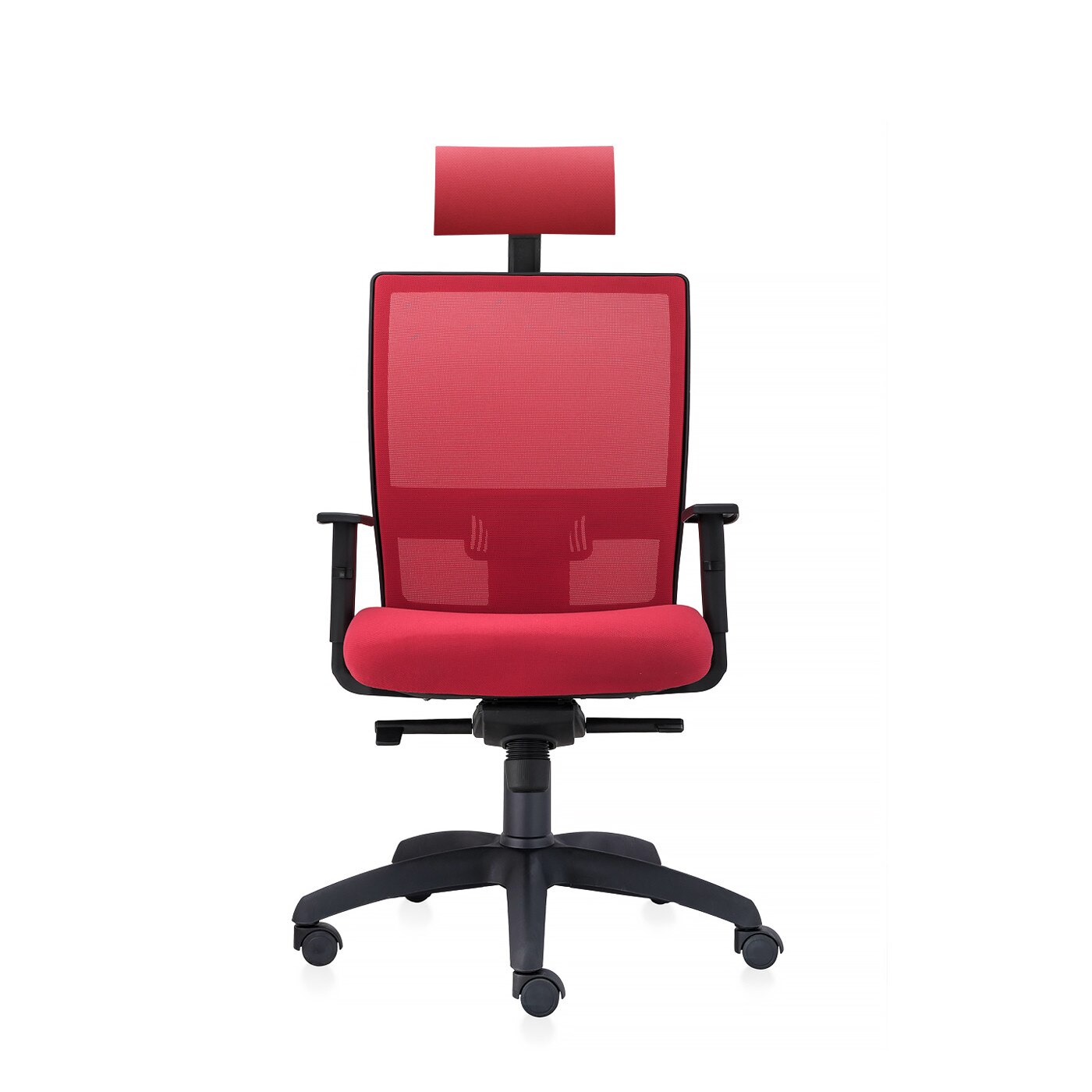 Scaun ergonomic de birou TRAFFIC CHAIRS CLEVER, tapiterie textil ROSU ...