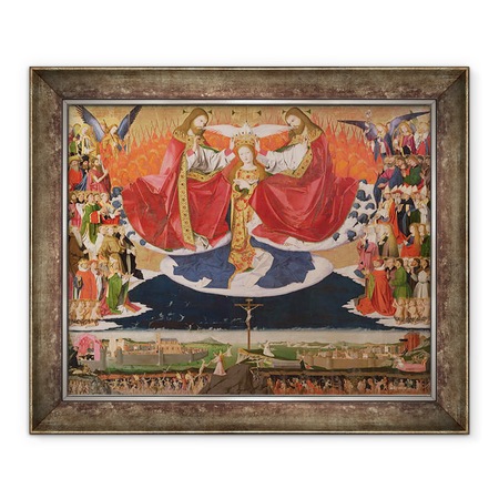 Enguerrand Quarton - A Szűz koronázása, keretezett kép, 90 x 110 cm ...