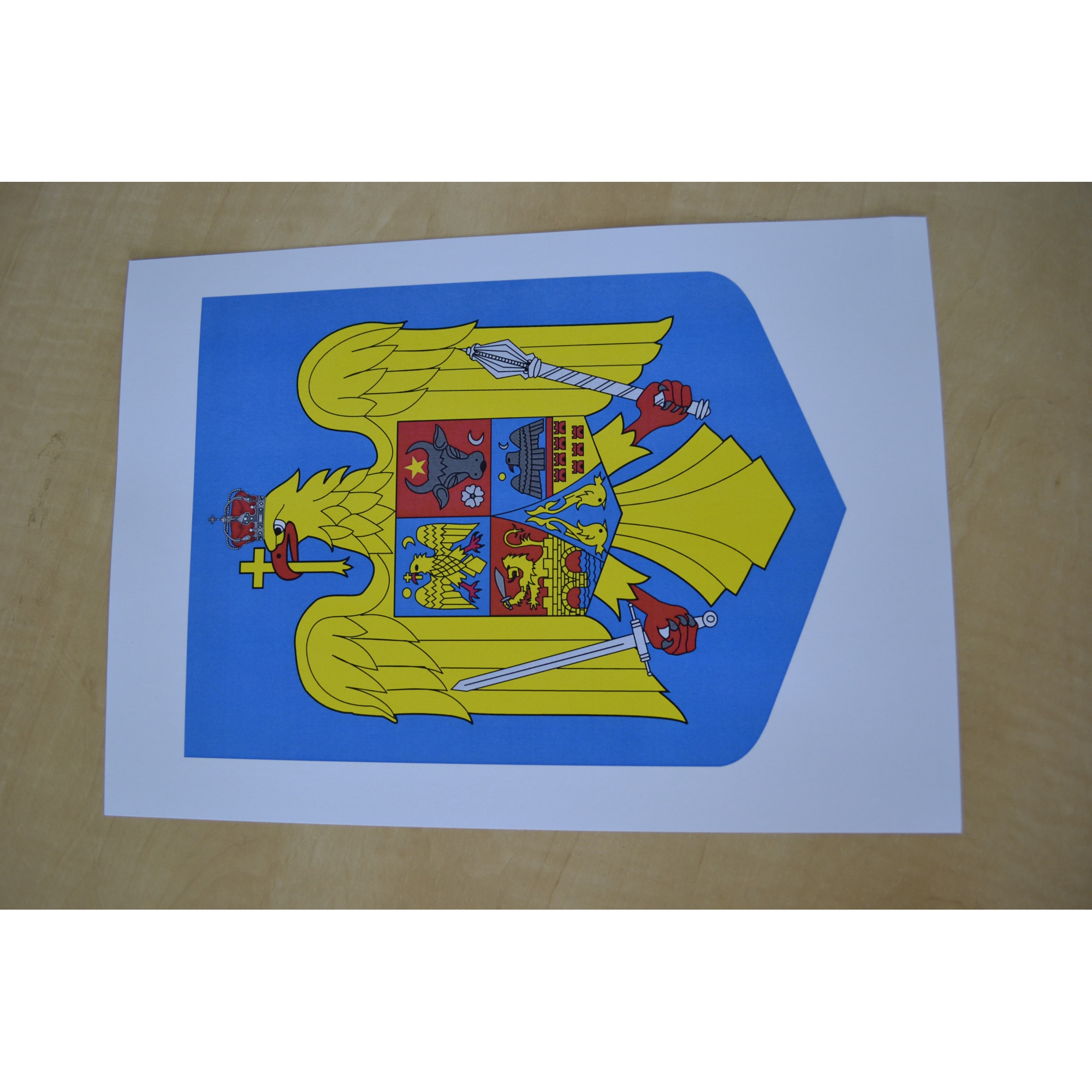 Stema ROMANIEI carton + rama 21 x 30 cm - SET 10 buc - eMAG.ro