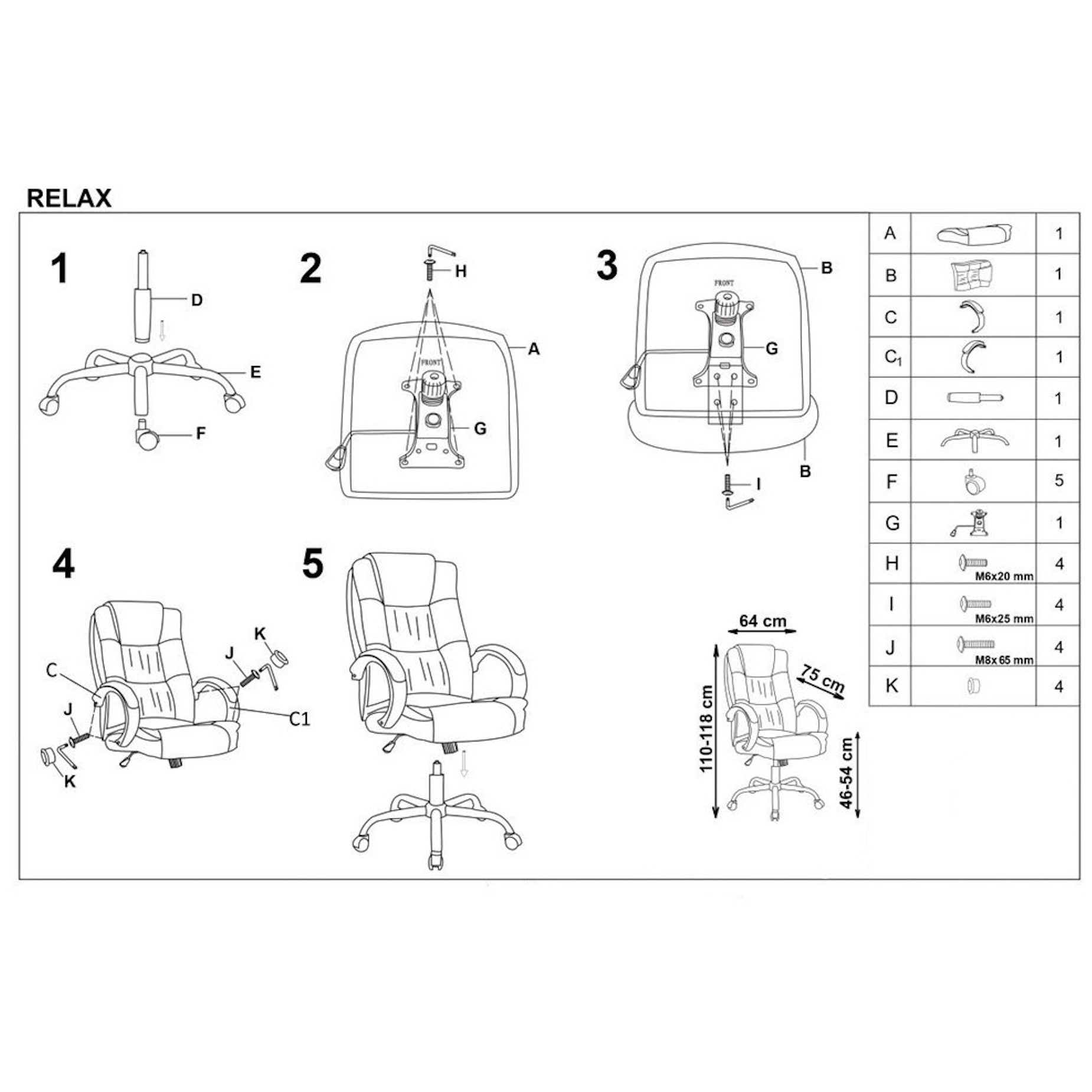 Scaun directorial HM Relax 2 stofa, Cadru Otel, Stofa, Inaltime ...
