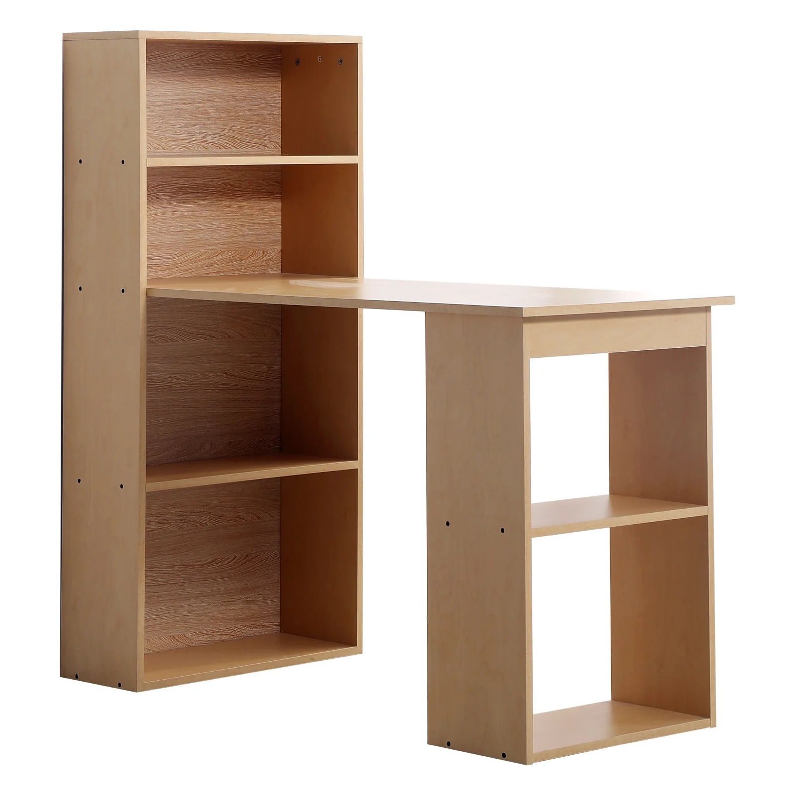 Birou modern cu biblioteca Homcom, Din lemn natural, 120 x 55 x 120 cm ...