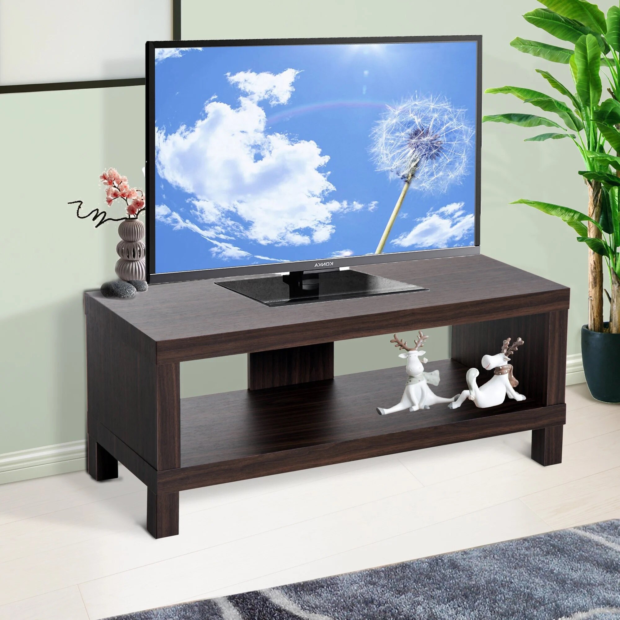 TV скрин Homcom, MDF дърво, 90x35x37cm, Кафяв - eMAG.bg