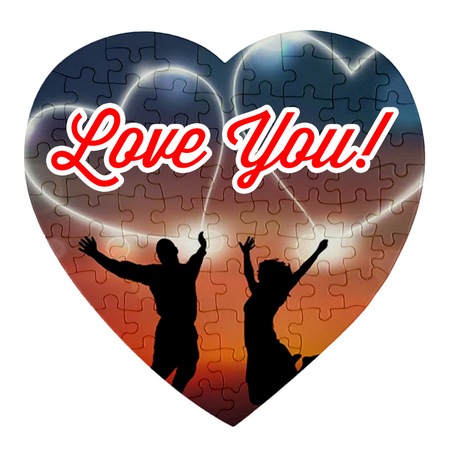 Puzzle personalizat in forma de inima magnetic, cu poza si text Love ...