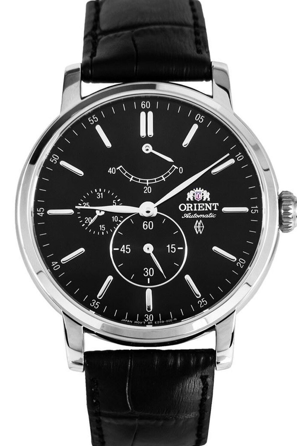 ORIENT, Автоматичен часовник с кожена каишка, Черен / сребрист - eMAG.bg