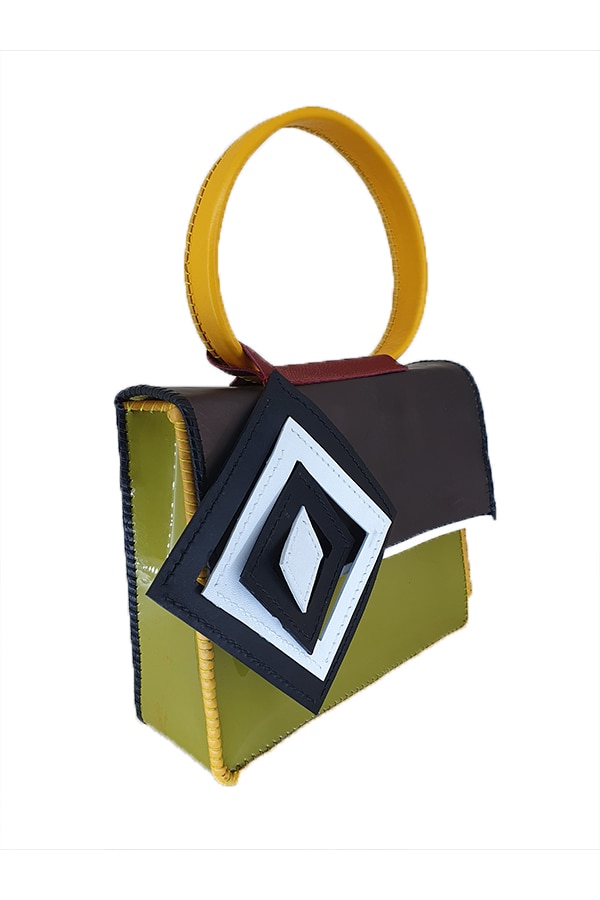 Poseta colorata din piele, handmade, AG Design - eMAG.ro