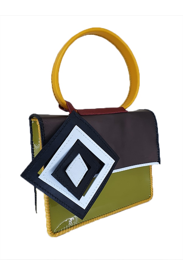 Poseta colorata din piele, handmade, AG Design - eMAG.ro