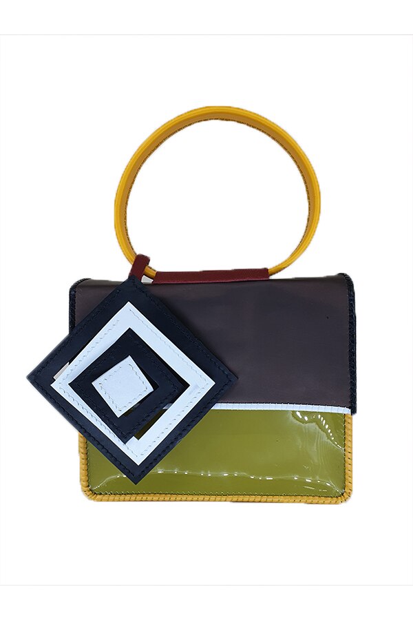 Poseta colorata din piele, handmade, AG Design - eMAG.ro