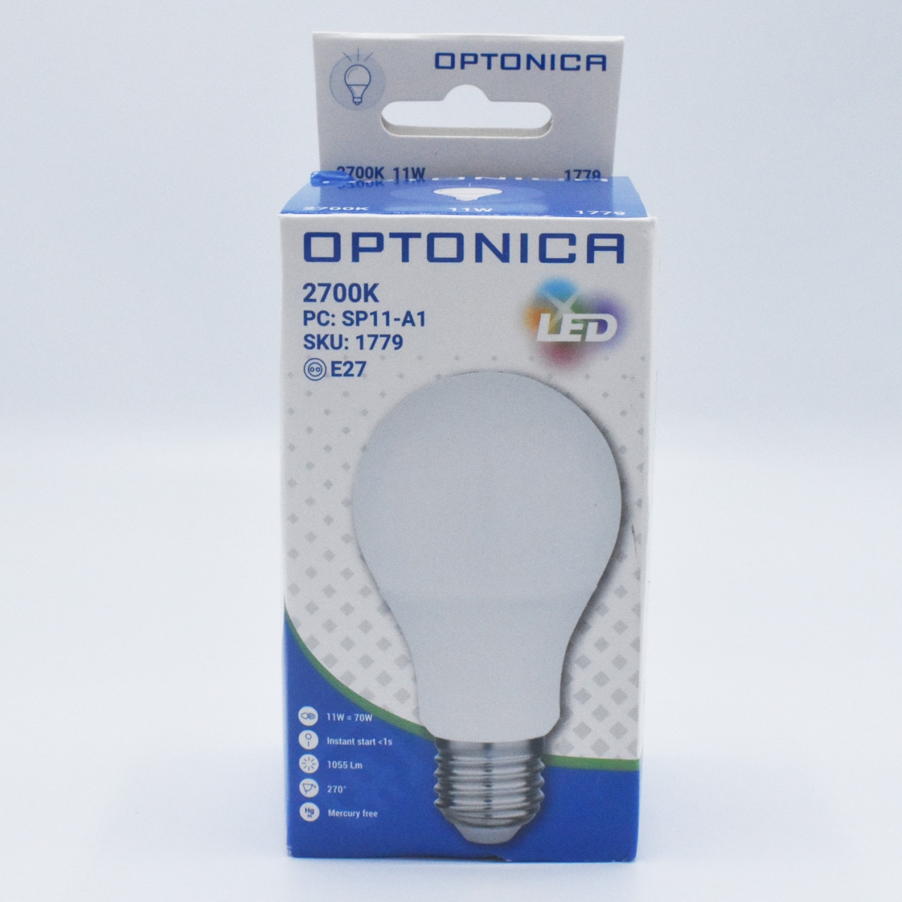 Bec LED opal 11W (75W), 1055 lm, lumina calda (2700K), Optonica - eMAG.ro