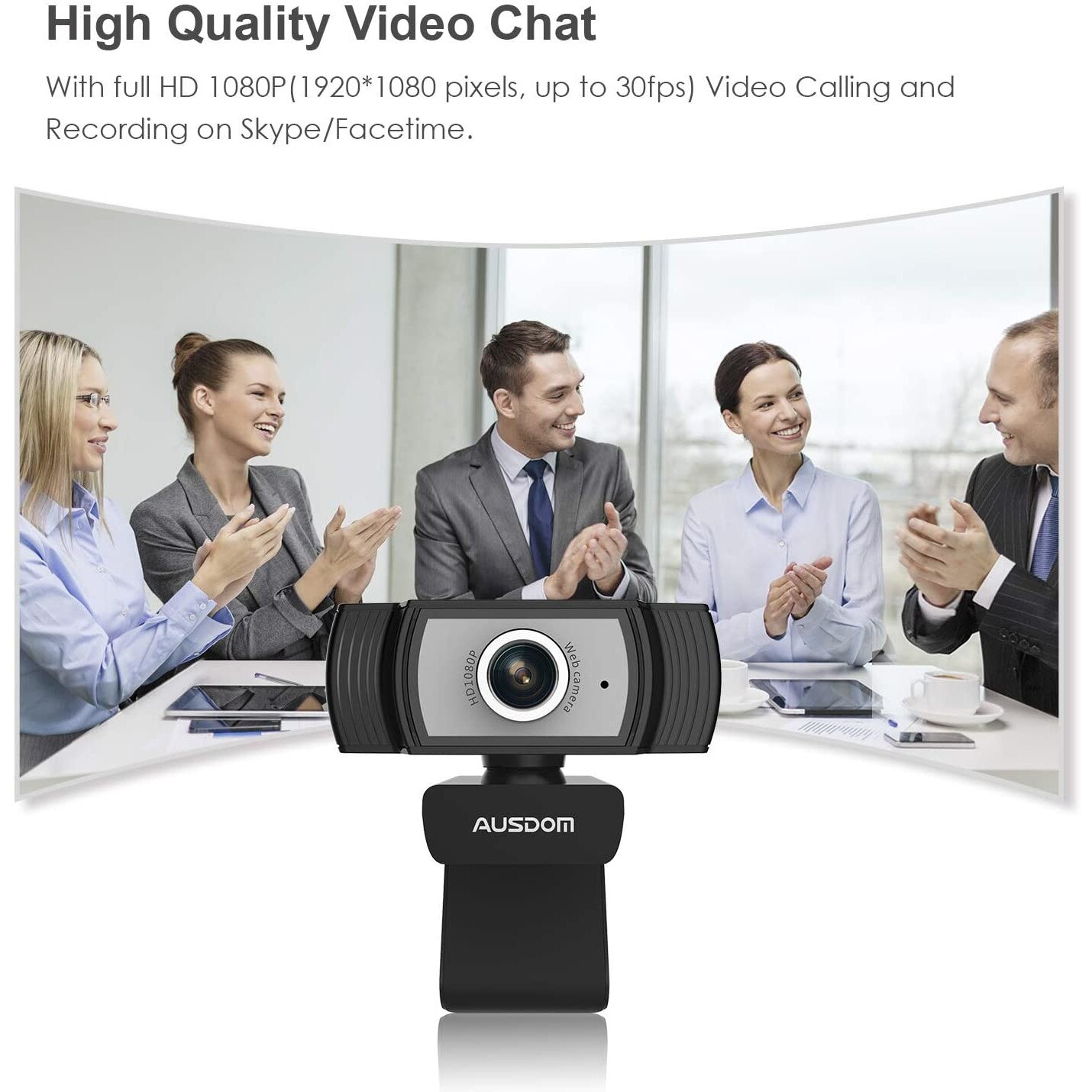 Уеб камера Ausdom AW33, HD1080P Full HD, микрофон, Черен - eMAG.bg