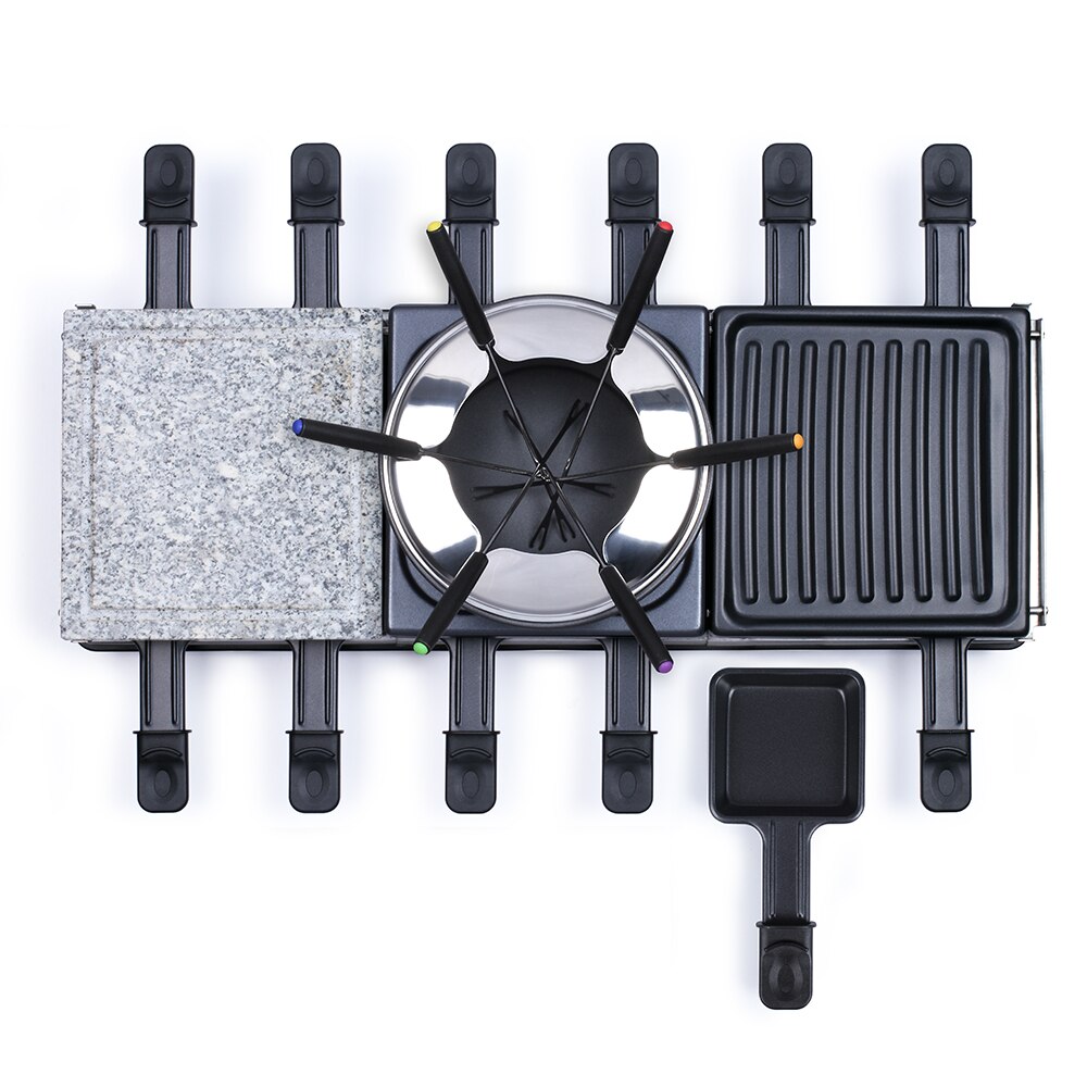 Set raclette, grill, fondue Livoo DOC234, 1650W, 1,6 L, 12 persoane ...