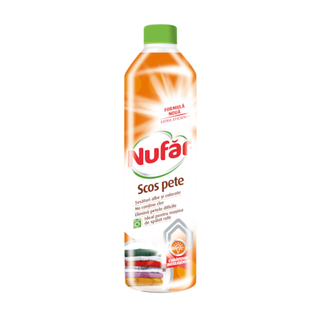 Solutie scos pete pentru tesaturi albe si colorate fara clor Nufar, 1l ...