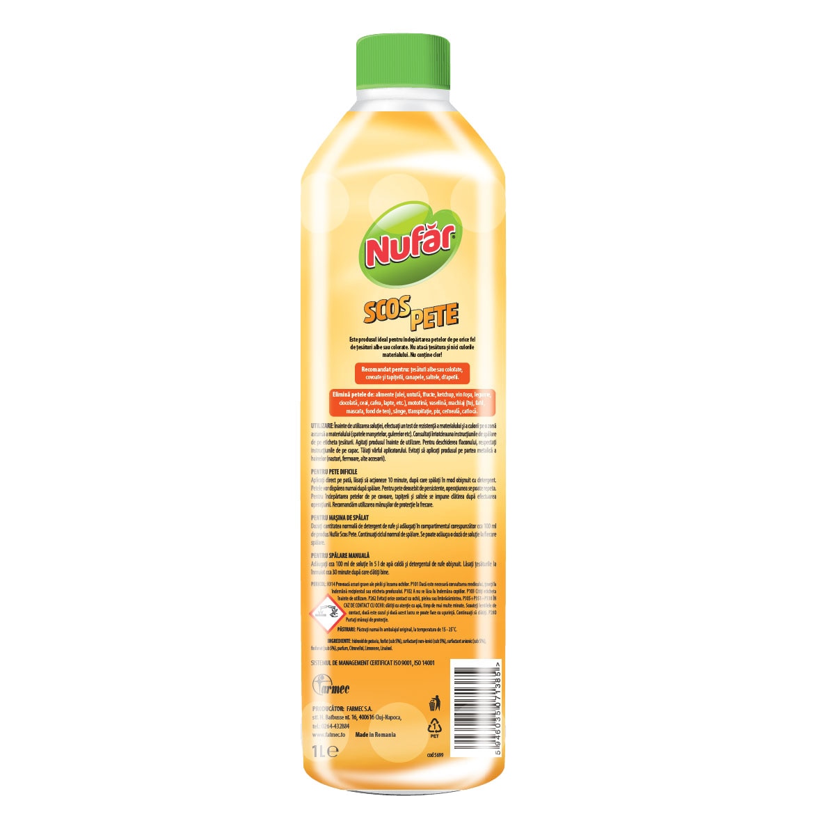 Solutie scos pete pentru tesaturi albe si colorate fara clor Nufar, 1l ...