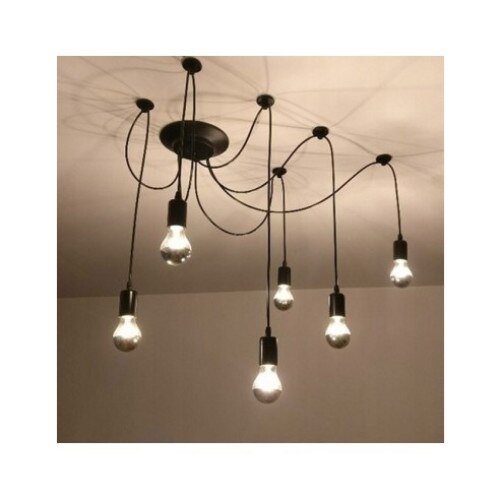 Lustra cu 6 pendule E27 model Spider, 115 cm Negru - eMAG.ro