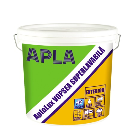 Vopsea superlavabila AplaLux SILICON, alba pentru exterior, 15L - eMAG.ro