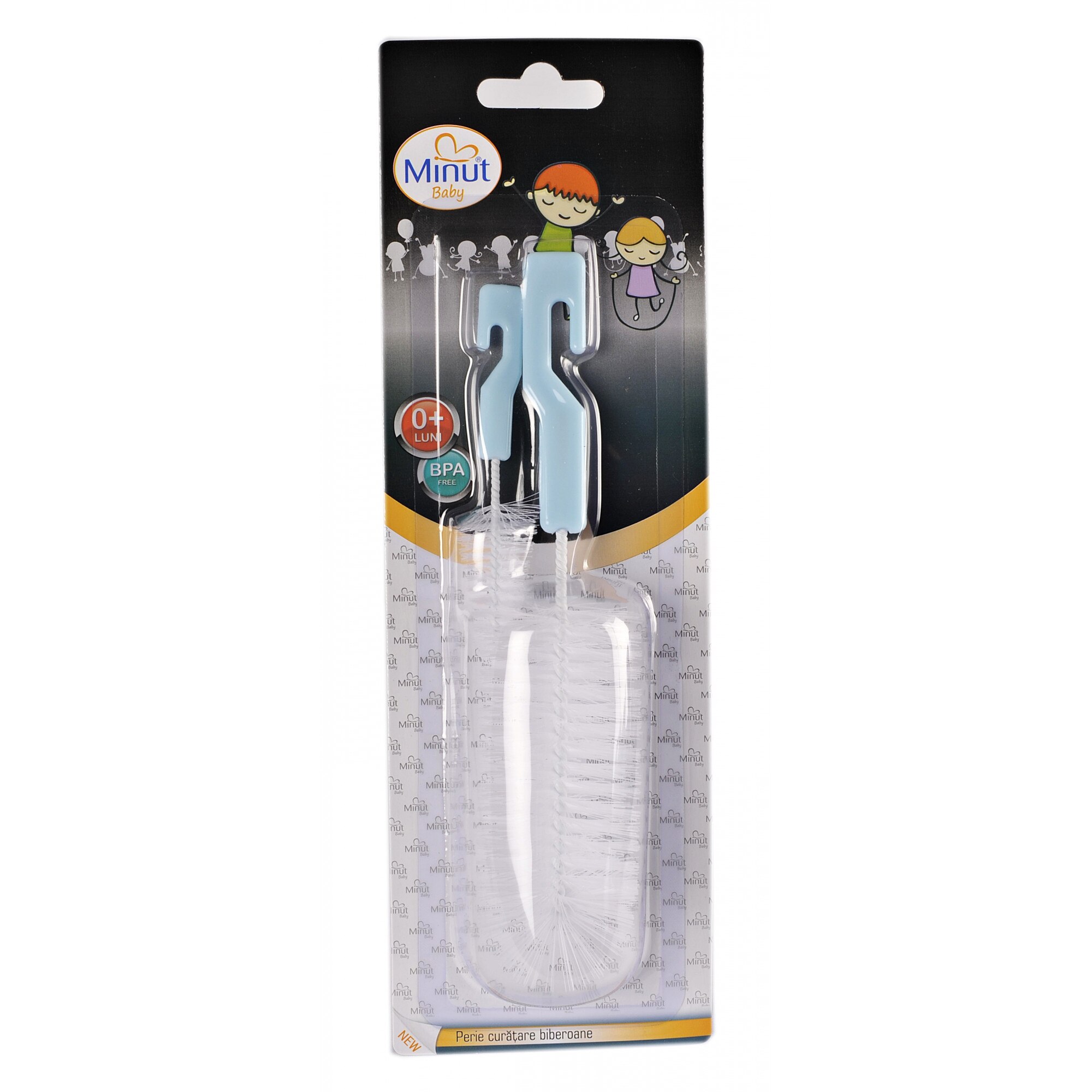Perie curatare biberon si tetina Minut baby -bleu - eMAG.ro