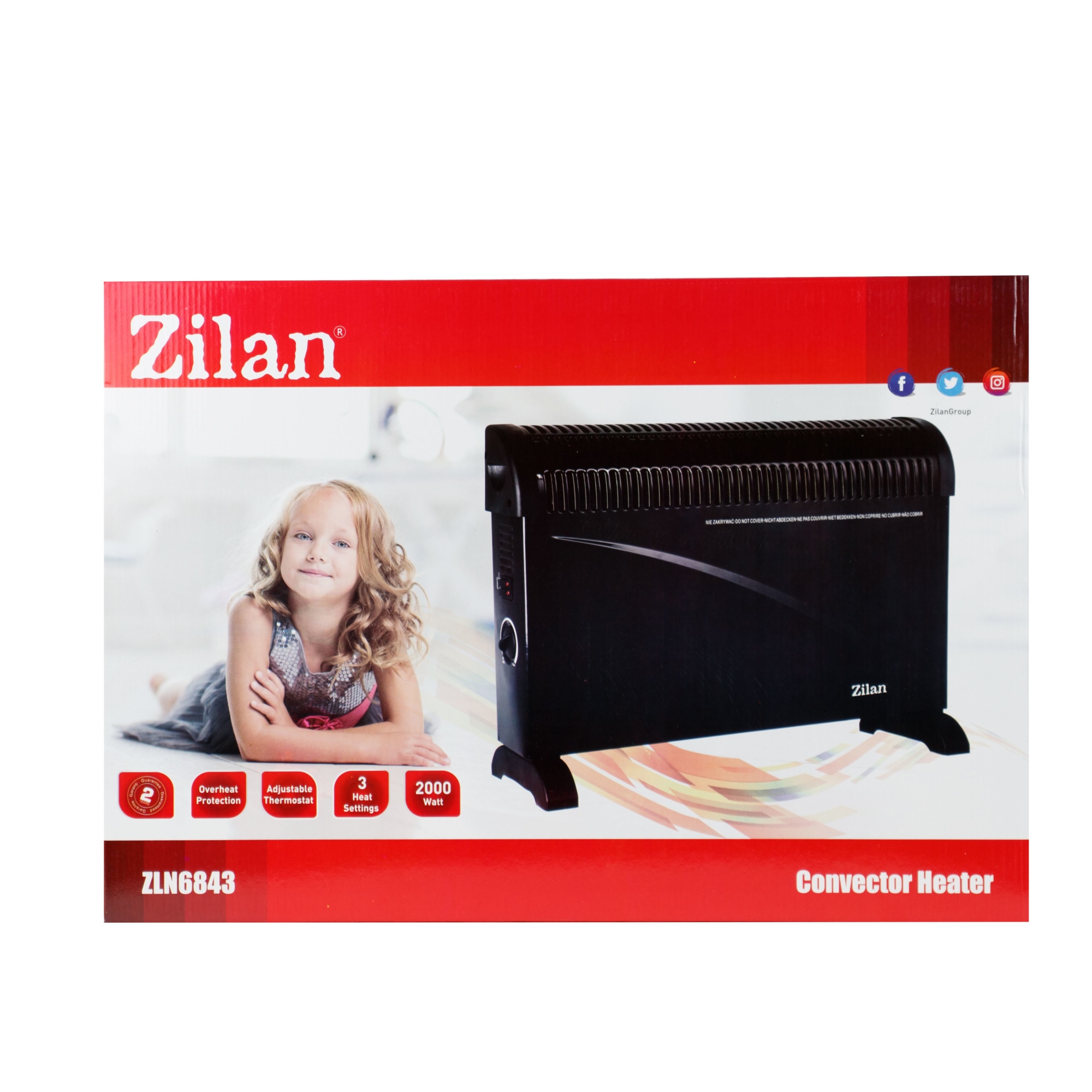 Convector electric de podea ZILAN ZLN-6843, 2000W, 3 trepte de putere ...