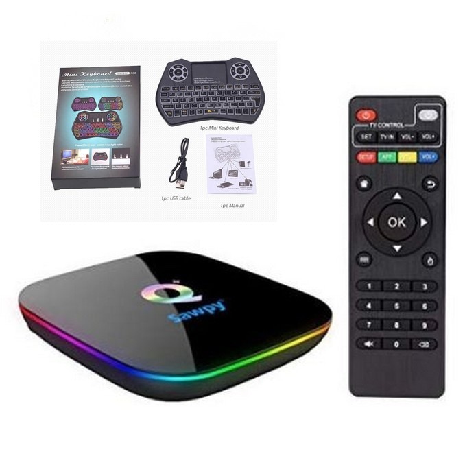 Set Mini PC Q Plus Smart TV Box - 4Gb Ram 64Gb Rom 8K - Android 9 ...
