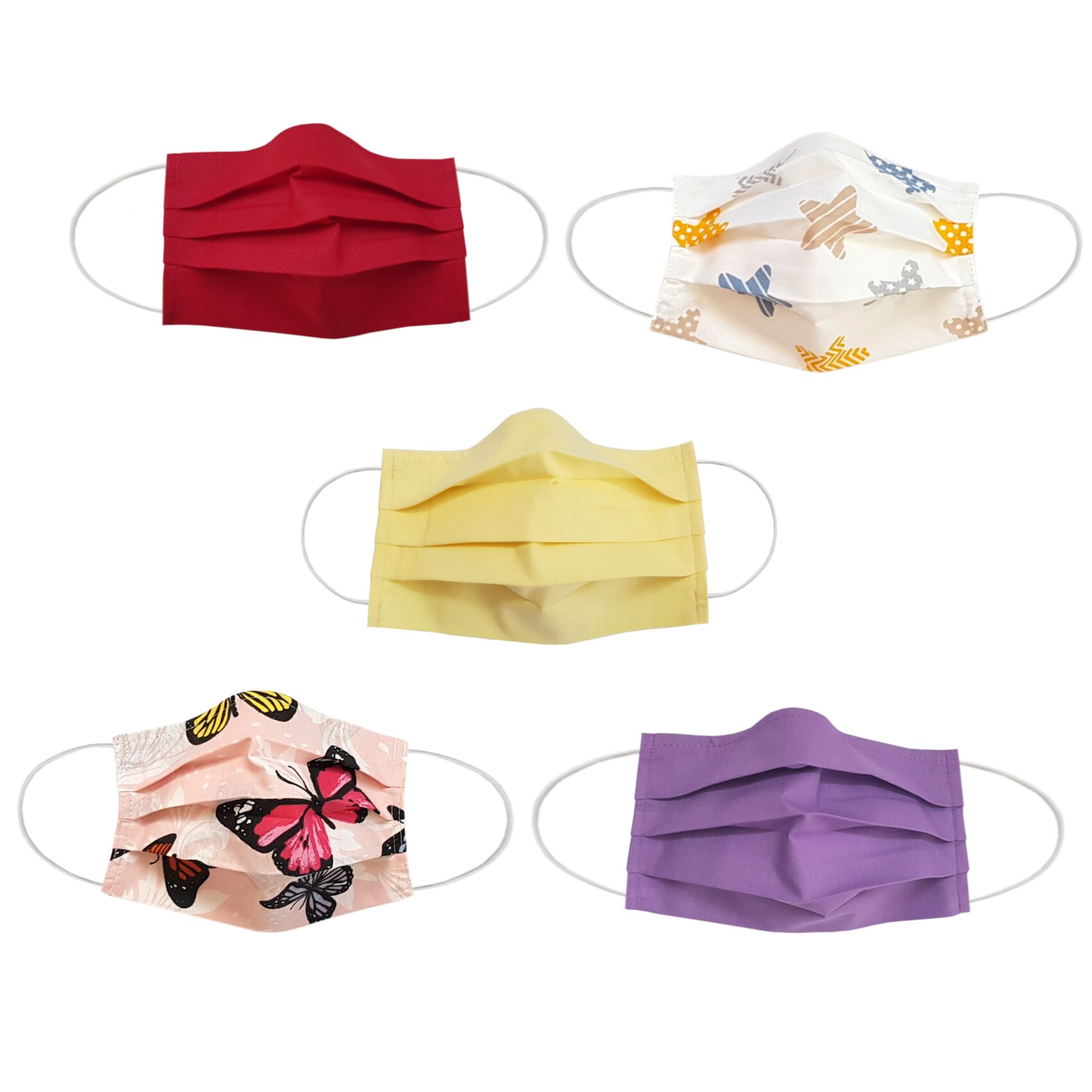 Set 5 masti reutilizabile pentru copii, 2 straturi 100% bumbac ...