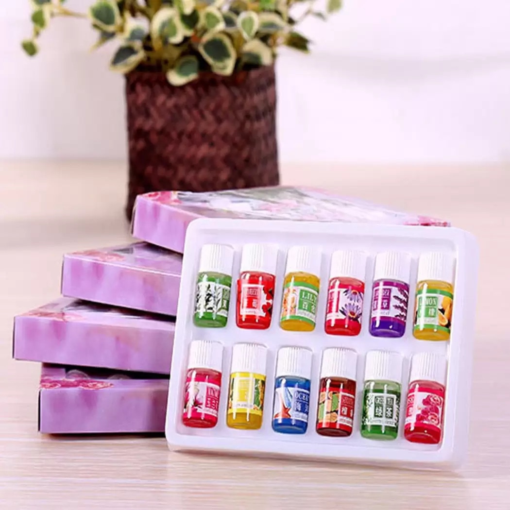 Комплект от 12 етерични масла, различни вкусове, 3 мл/бутилка, Barste ...