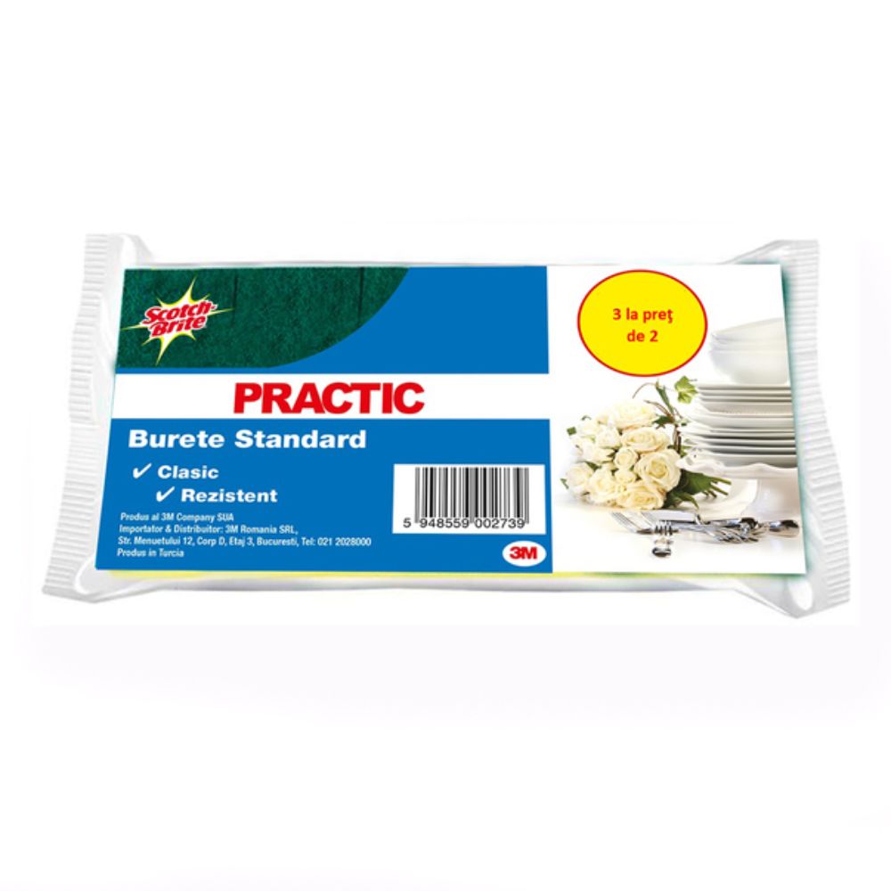 Burete SCOTCH BRITE Clasic, 3 Buc/Set, Galben - eMAG.ro