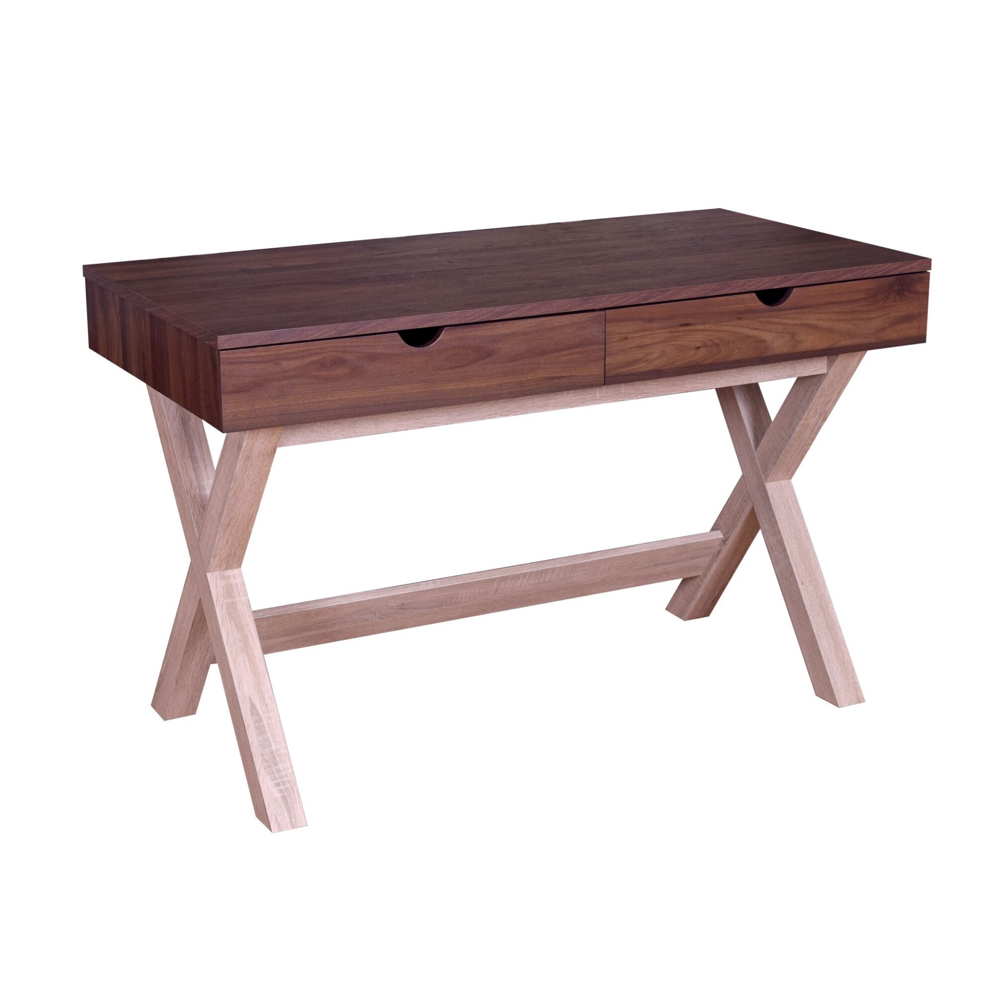 Birou AIX©, cu 2 sertare, culoare nuc si stejar, dimensiuni L.120 x l ...