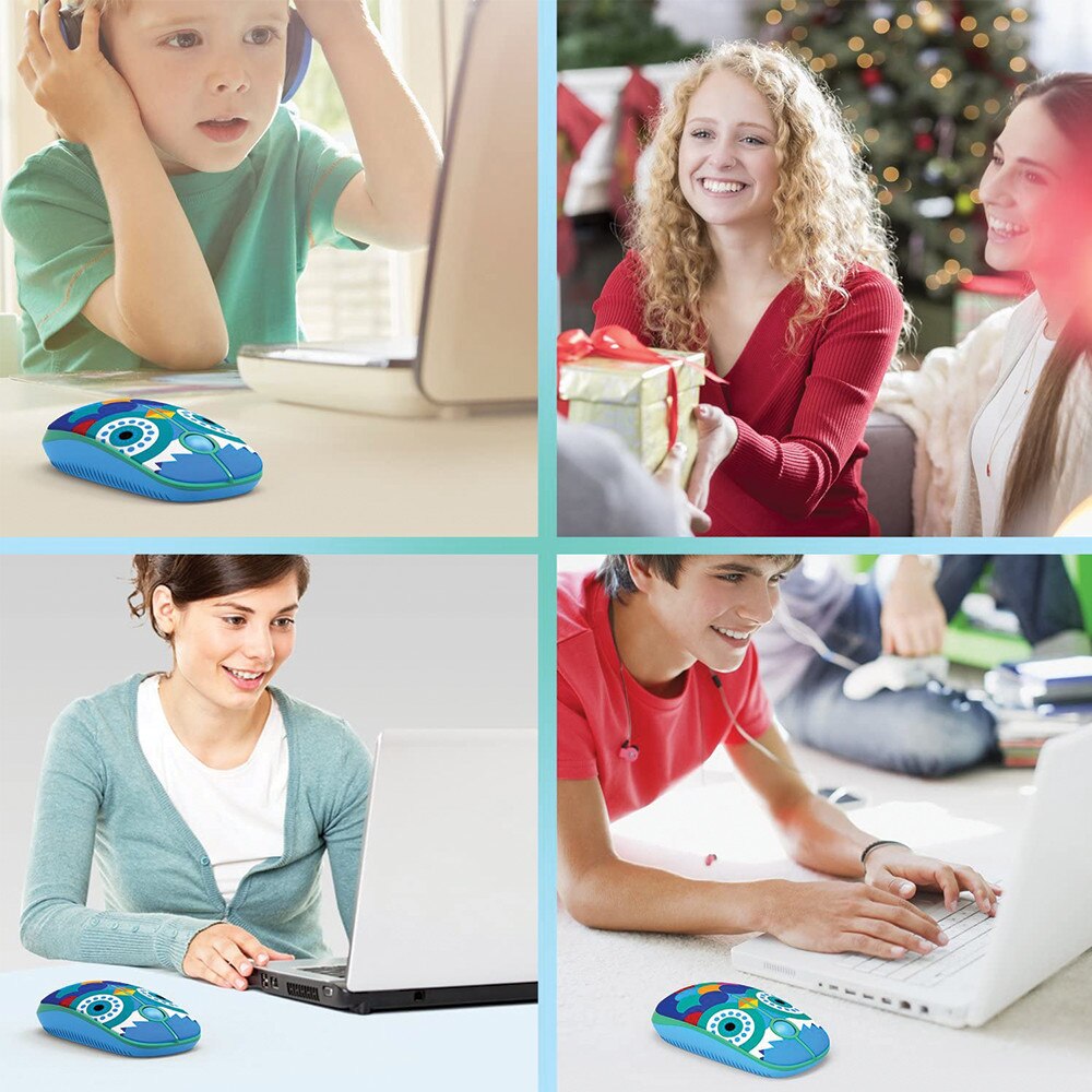 Mouse wireless cu butoane silentioase Super TOUCH, owl - eMAG.ro