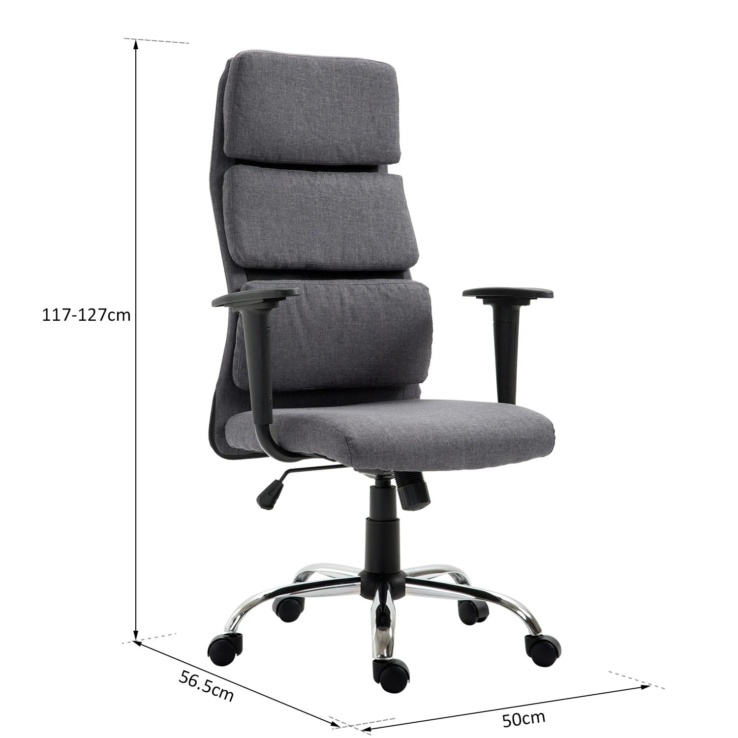 Scaun birou, HomCom,50 × 56,5 × 117-127cm, Ergonomic, Gri - eMAG.ro