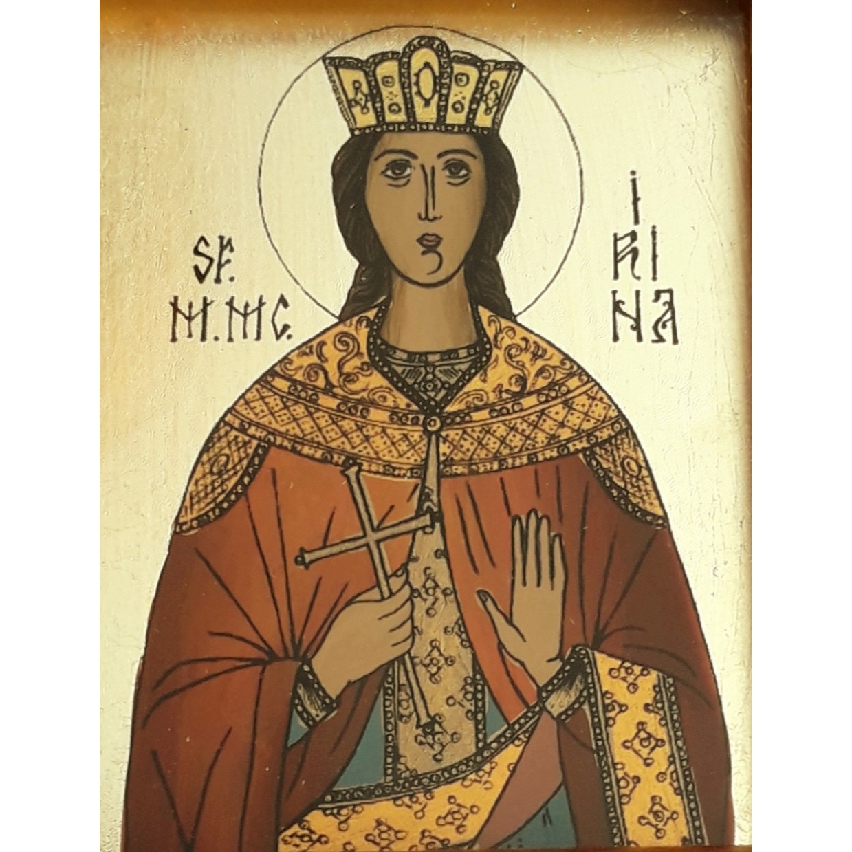 Icoana pictata manual pe sticla, Sfanta Mare Mucenita Irina, Sf Irina ...