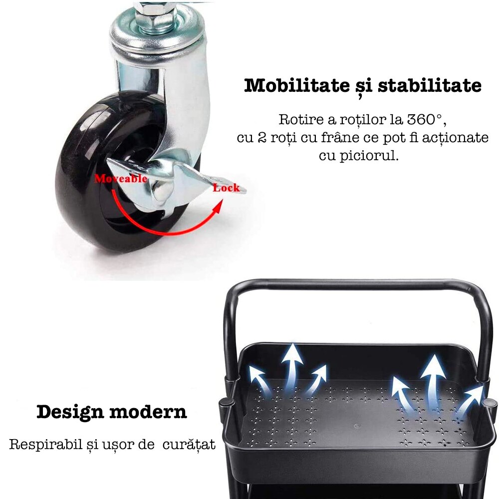 Raft universal depozitare, Quasar & Co.®, cu roti, 3 polite ...