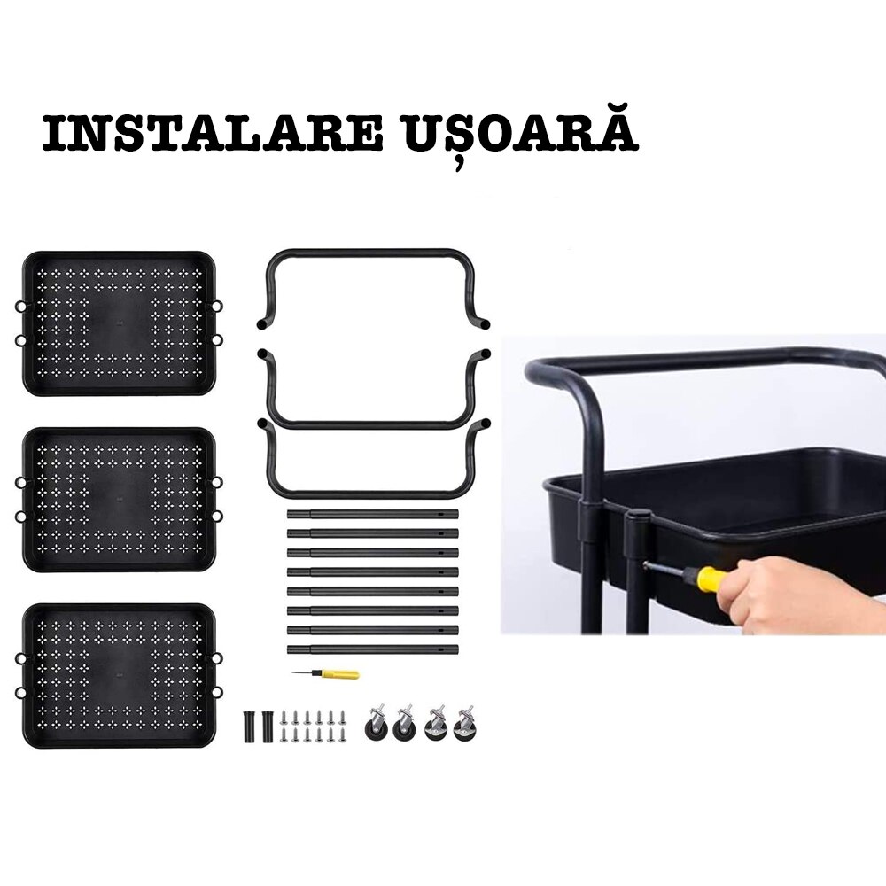 Raft universal depozitare, Quasar & Co.®, cu roti, 3 polite ...