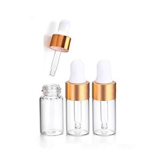 Set 5 recipiente cosmetice din sticla, cu pipeta din sticla pentru ...