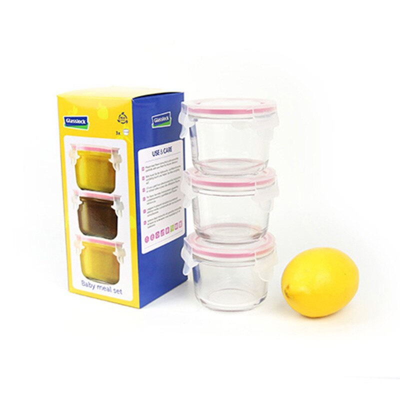 Set 3 caserole rotunde, sticla, 165ml - Glasslock - eMAG.ro