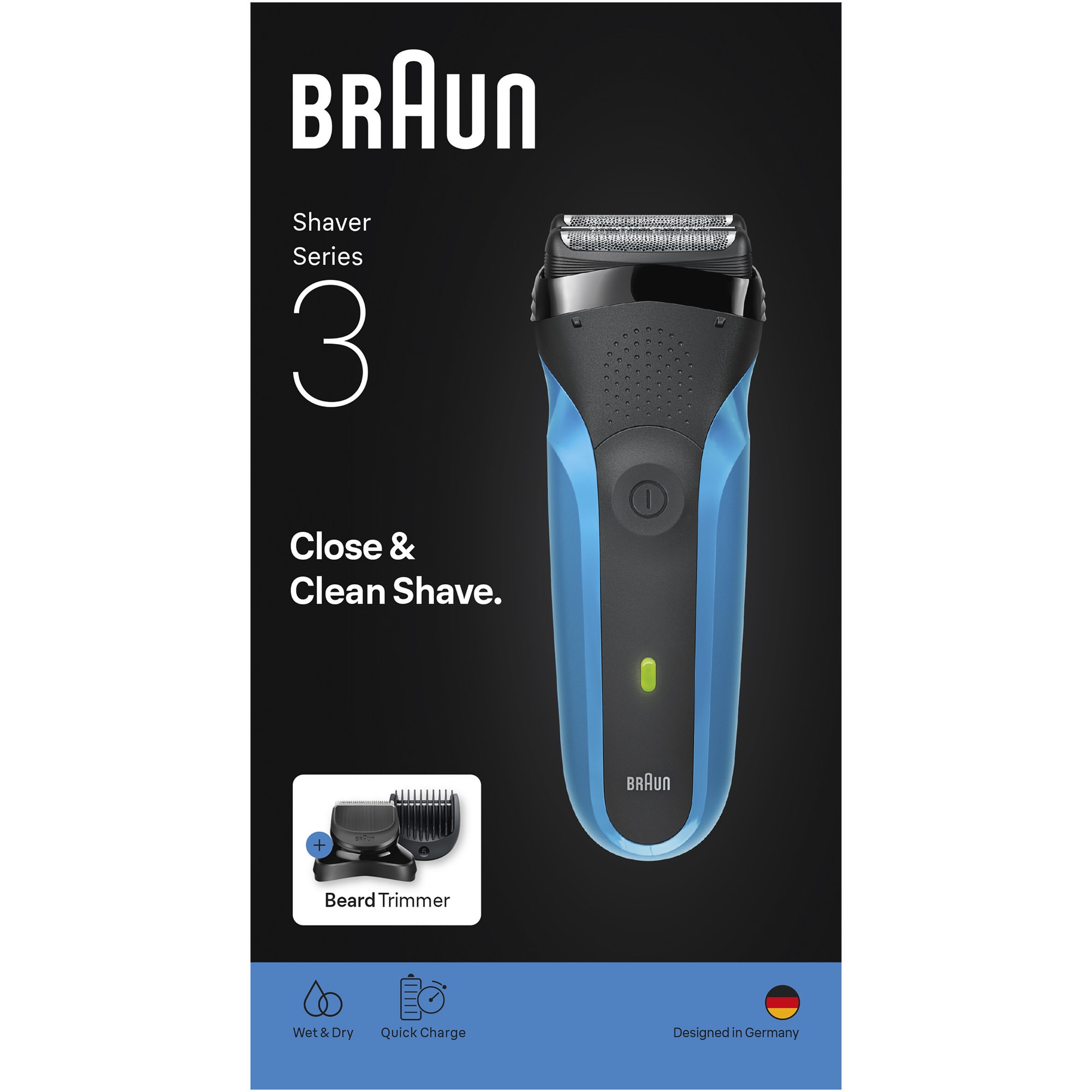 Aparat electric de ras Braun Series 3 310BT, 3 Lame Flexibile, Utilizare umeda/uscata, Proiectat ...