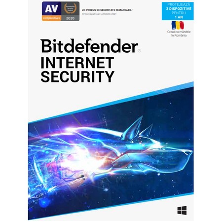 Bitdefender Internet Security, 1 an, 3 dispozitive, licenta retail ...