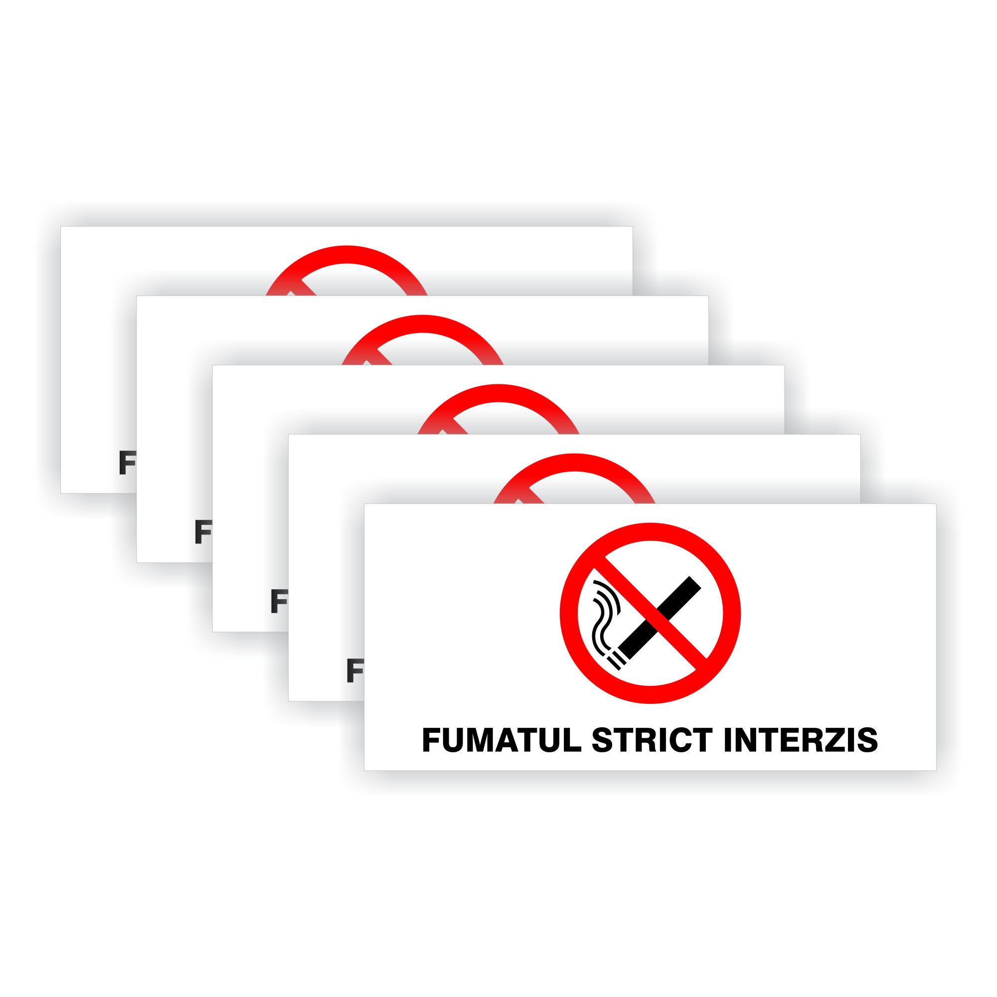Set 5 buc indicatoare Fumatul strict interzis, 14x30 cm PVC rigid - eMAG.ro