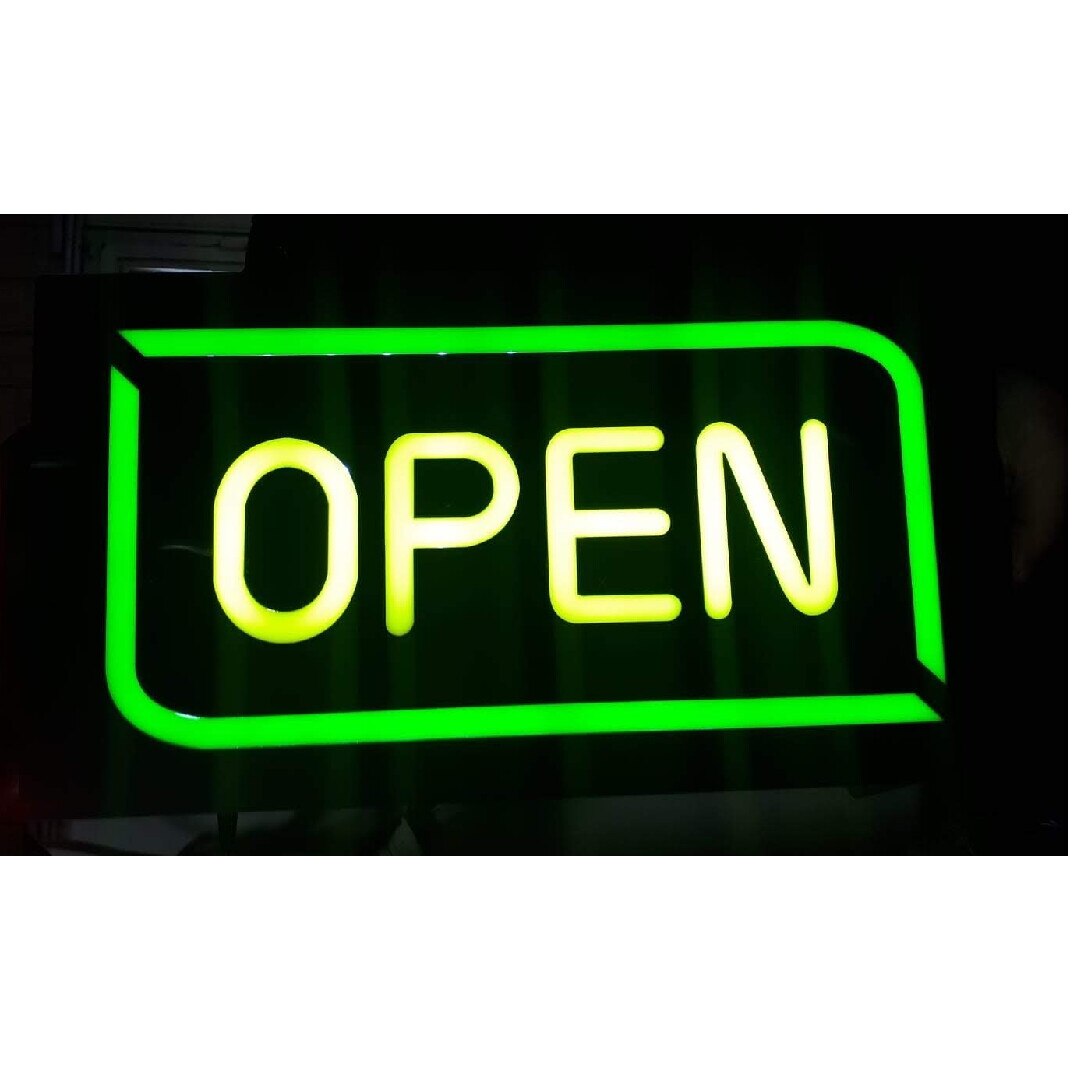 Panou reclama luminoasa cu mesaj OPEN, 50x25 cm, LED - eMAG.ro