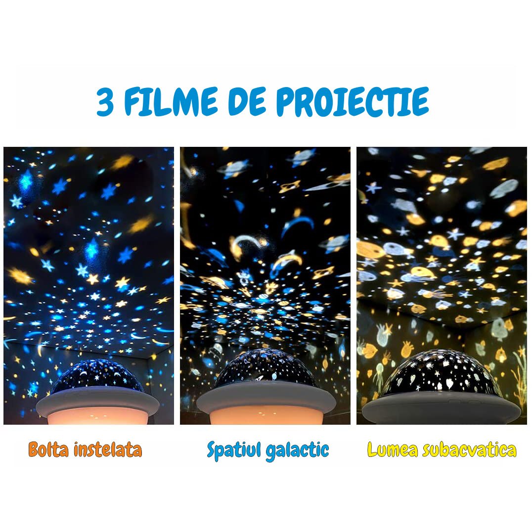 Lampa de veghe OZN portabila cu LEDuri pentru copii, Ideas4Comfort, cu ...