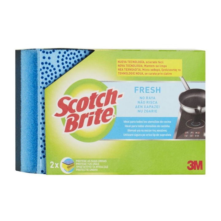 Burete SCOTCH BRITE Delicat Fresh cu Protectie Unghii, 2 Buc/Set - eMAG.ro