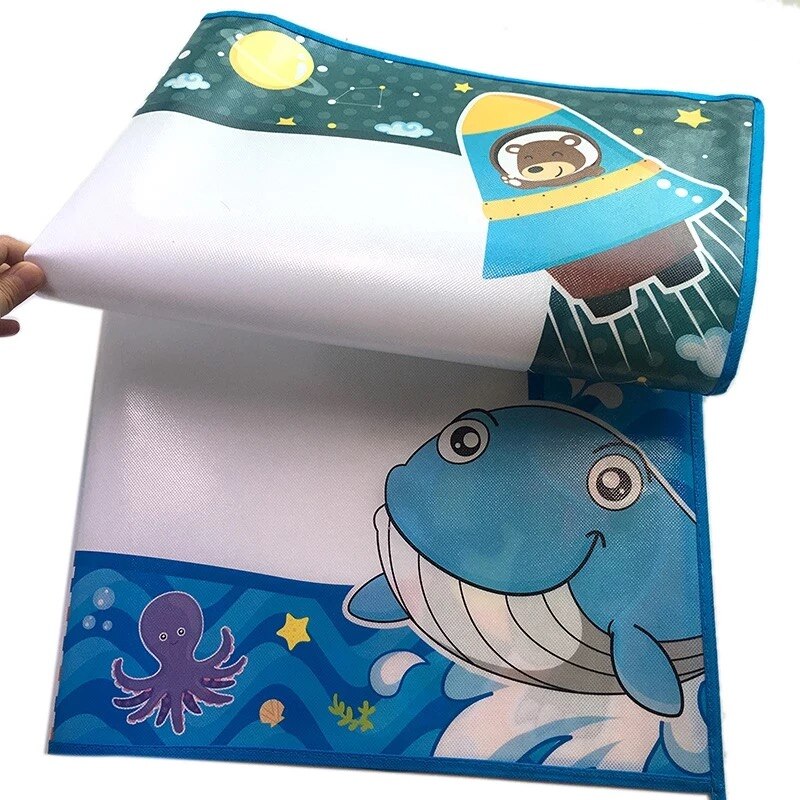 Set pentru desen, Covoras Magic Lavabil, LittleDomi,6 Carioci 2in1 ...