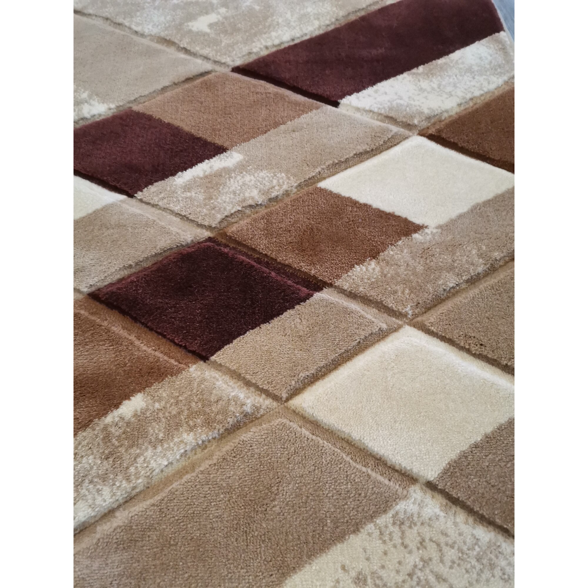 Covor Firuze, model Romb, Bej/Maro, drept, 50 x 80 cm - eMAG.ro