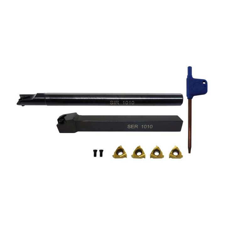 Set 2 cutite de strung 10 mm pentru filetare cu placute amovibile - eMAG.ro