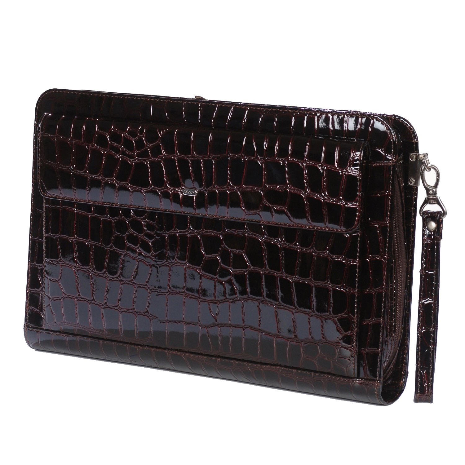 Mapa de acte din piele lacuita visiniu inchis cu fermoar si buzunar ...