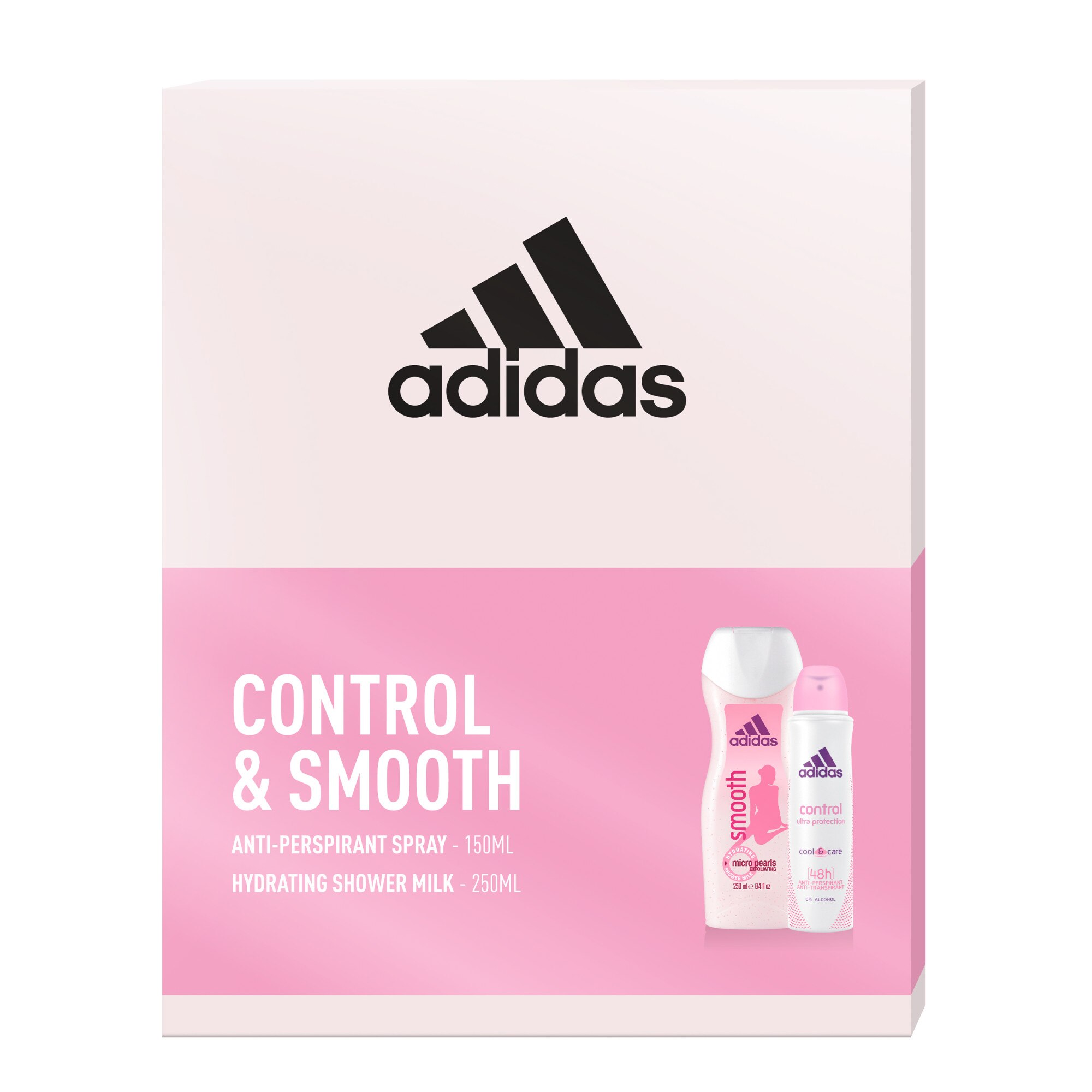 Комплект Adidas, Жени: Дезодорант спрей Control, 150 мл+ Душ гел Smooth ...