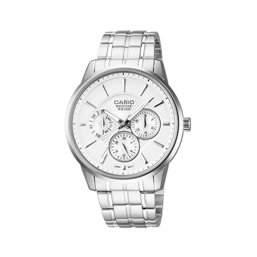 Ceas barbatesc Casio Beside, data, analog, argintiu cu alb - eMAG.ro