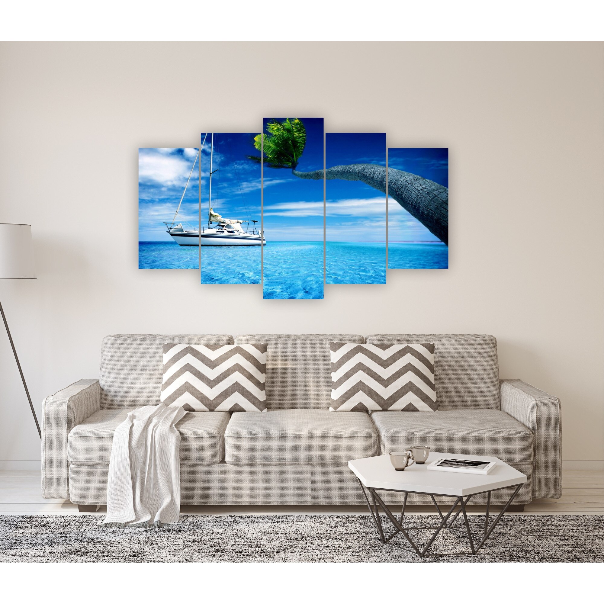 Tablou MDF 5 piese The Yacht, 100 x 60 cm, model The Yacht - eMAG.ro