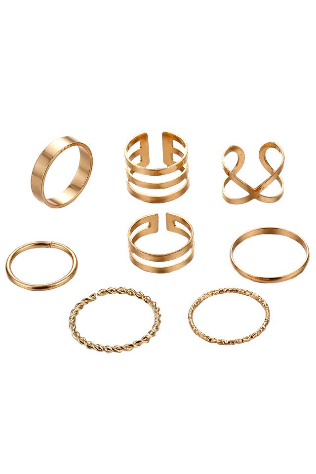 Set 8 inele minimal, infinit, verigi rasucite, verigi plate si ...