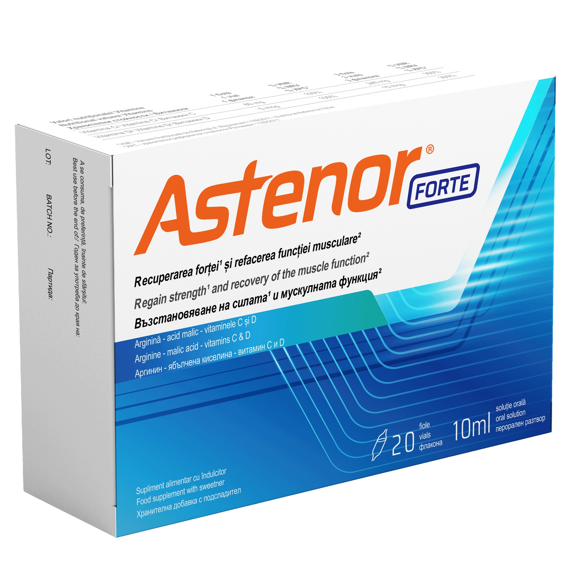 Supliment alimentar cu aminoacizi Astenor Forte, 20 fiole x 10ml - eMAG.ro