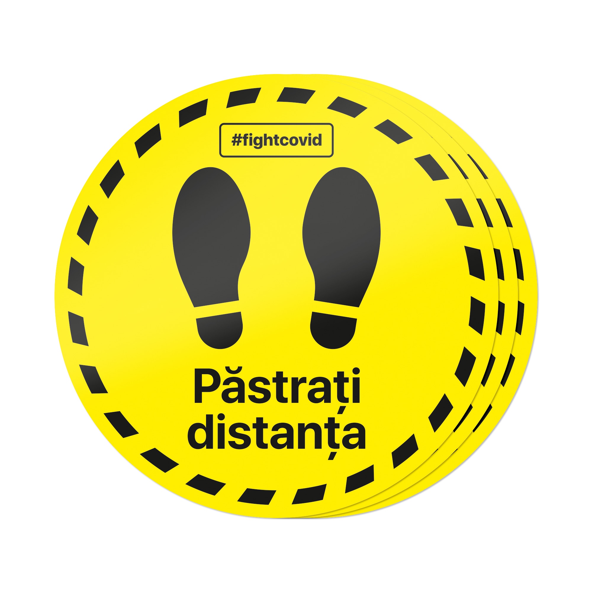 Set 3 Autocolante distantare Covid-19, ADC5, "Pastrati distanta", cerc ...
