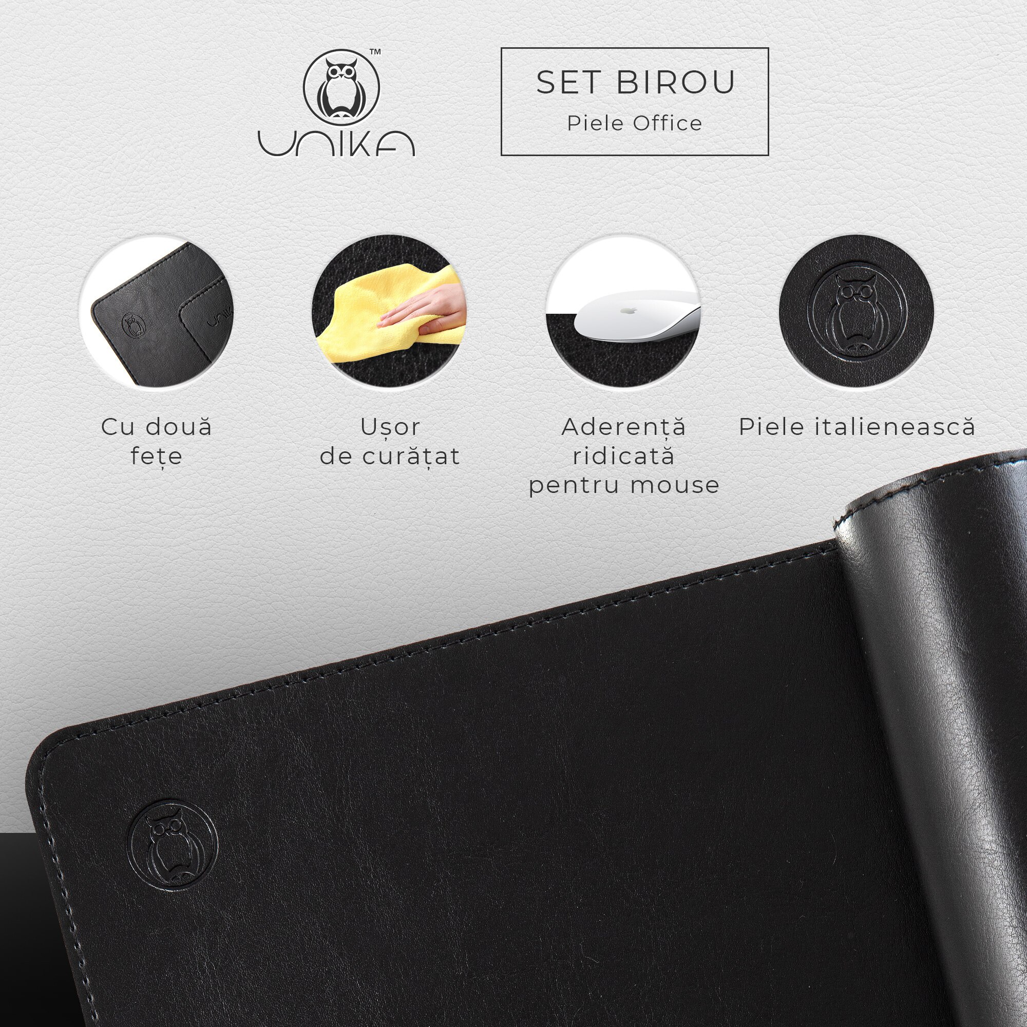 Set mapa birou Office pentru protectie, Unika, din piele PU, 1 suport ...